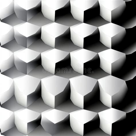 Abstract Geometric Pattern Of Cubes In Monochrome Gradient Design Stock Illustration