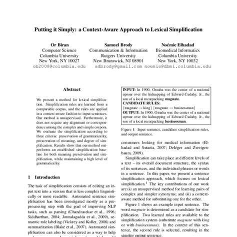 Putting It Simply A Context Aware Approach To Lexical Simplification Acl Anthology