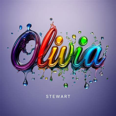 Vibrant 3d Olivia Font With Colorful Water Droplets Art Playground