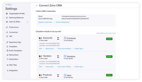 Zoho Books Zoho Crm Integration