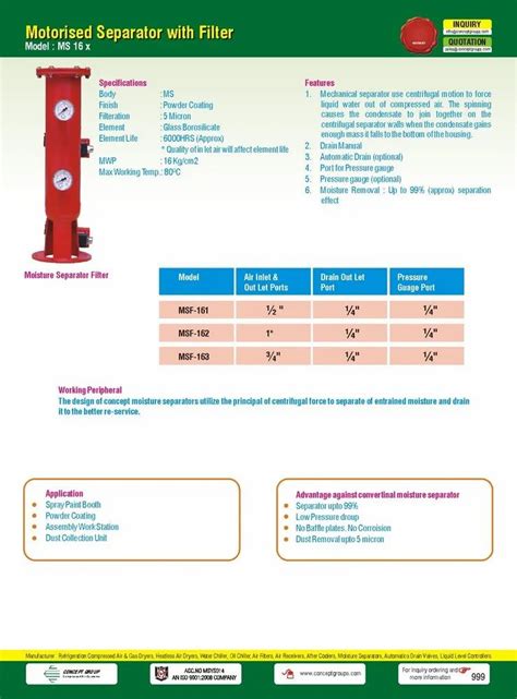 Moisture Separator With Filter At Best Price In Kota By Concept Groups