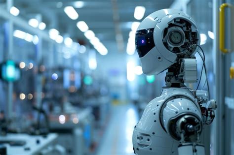 Industrial Robot Works Automatically In Smart Autonomous Factory The
