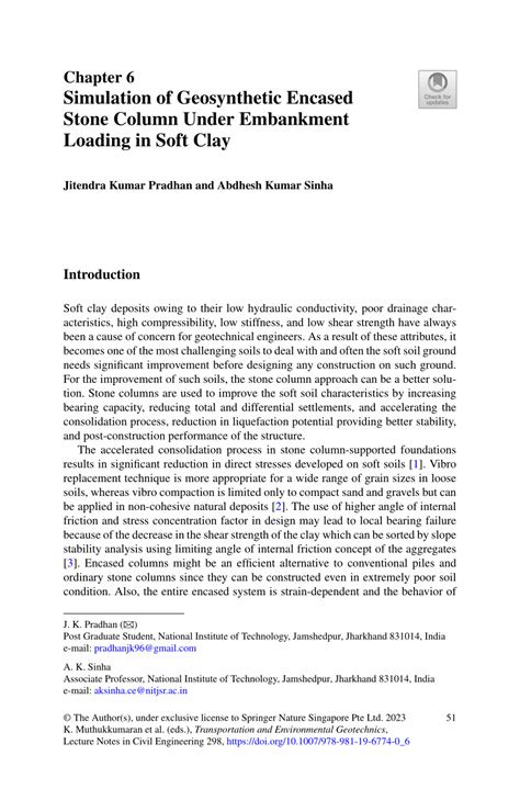 Pdf Simulation Of Geosynthetic Encased Stone Column Under Embankment