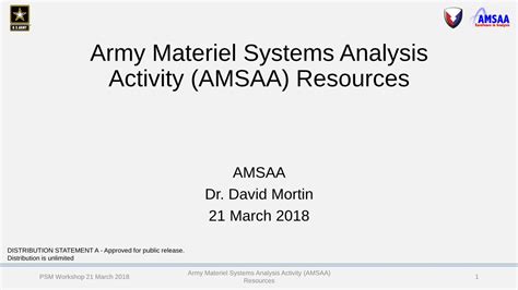 Pdf Army Materiel Systems Analysis Activity Amsaa … Reliability Scorecard Psm Workshop 21