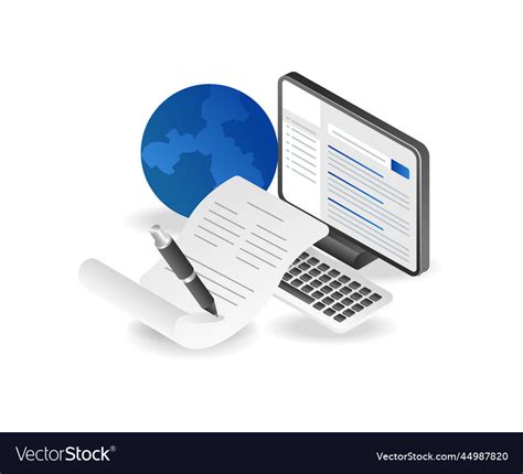 Flat Isometric Concept Of Recording Information Vector Image
