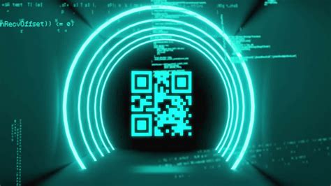 Premium Stock Video Animation Of Qr Code In Illuminated Circular Tunnel Over Programming Language