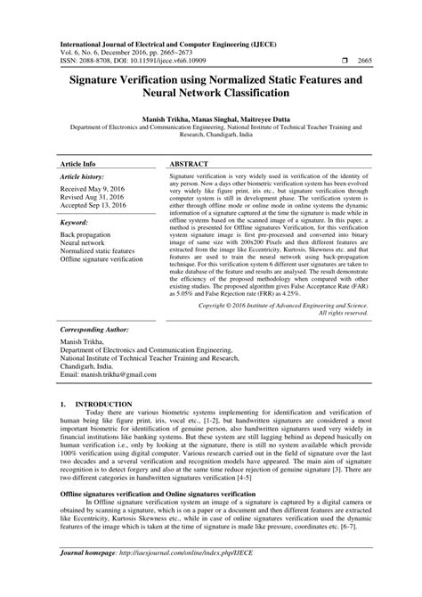 PDF Signature Verification Using Normalized Static Features And Neural Network Classification