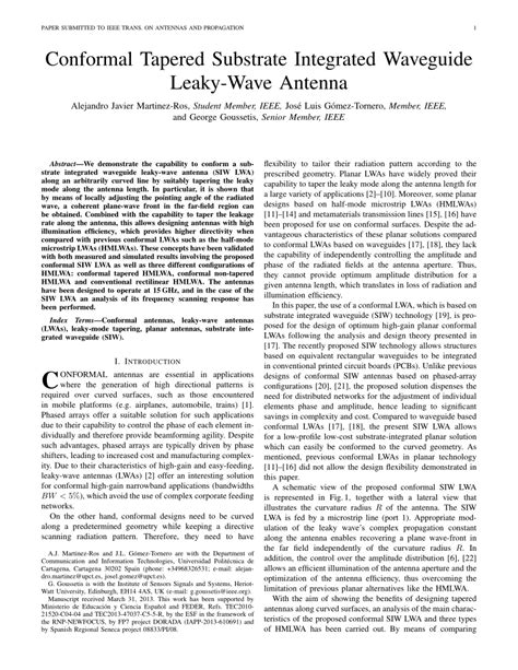 Pdf Conformal Tapered Substrate Integrated Waveguide Leaky Wave Antenna