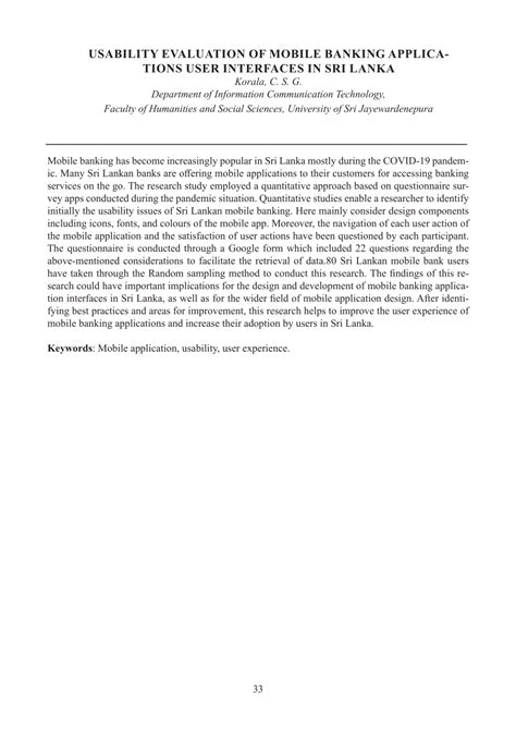 Pdf Usability Evaluation Of Mobile Banking Application User Interfaces In Sri Lanka