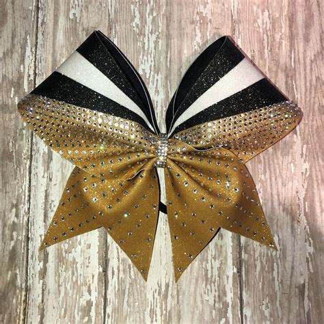 Rhinestone Cheer Bow In Black White And Gold 800 Crystals Badda Bling Bows
