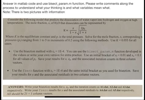 Solved Answer In Matlab Code And Use Bisectparamm