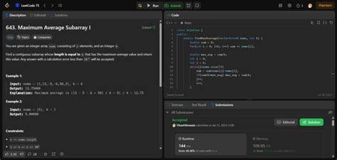 Vikash Mewada On Linkedin Day73 Of 100dayofcodingchallenge Maximum Average Subarray I Problem