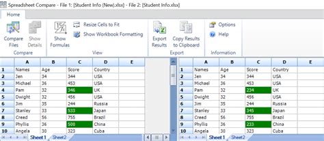 how to compare two excel files and highlight differences