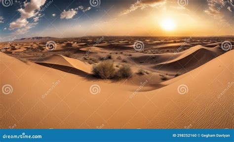 Sunset In The Desert Panoramic Desert Scene Sand In The Desert