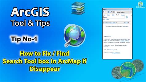 How To Fixfind Search Tool Box In Arcmap If Disappear Youtube