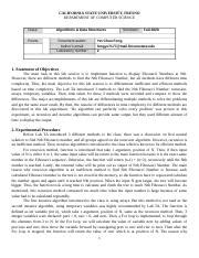 CSCI Lab Report Docx CALIFORNIA STATE UNIVERSITY FRESNO DEPARTMENT OF COMPUTER SCIENCE
