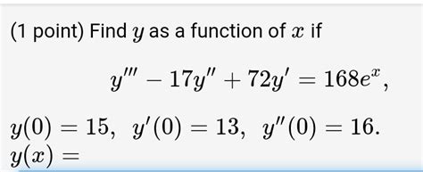 Point Find Y As A Function Of X If Chegg Com