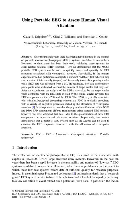 Pdf Using Portable Eeg To Assess Human Visual Attention