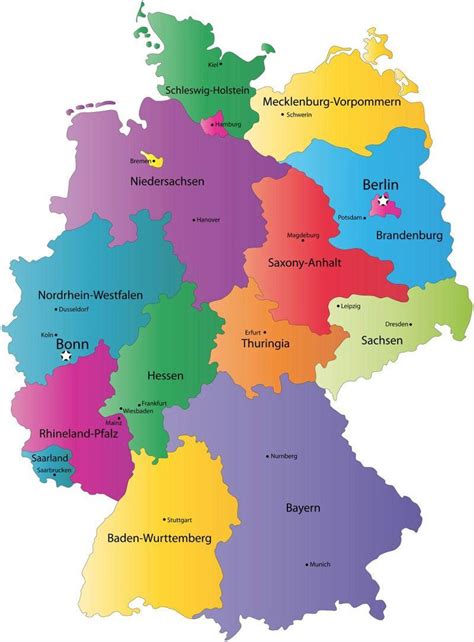 Germany State Map Map Of Germany State Western Europe Europe