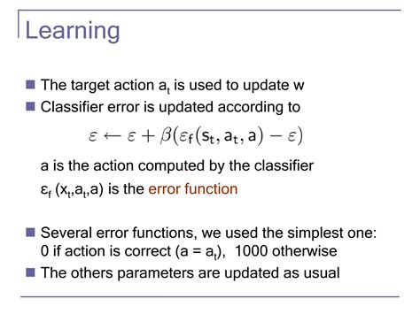 Support Vector Machines For Computing Action Mappings In Learning Classifier Systems Ppt
