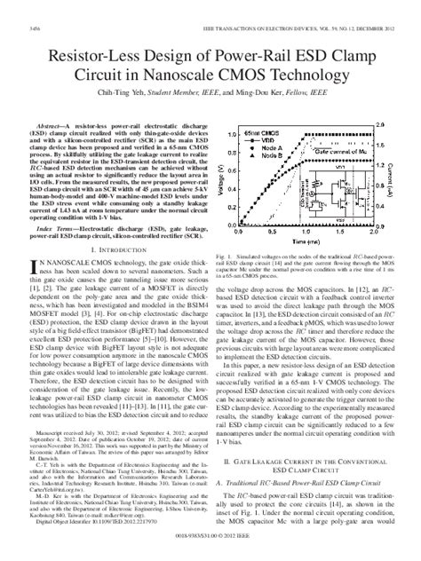 Pdf Resistor Less Design Of Power Rail Esd Clamp Circuit In Nanoscale Cmos Technology