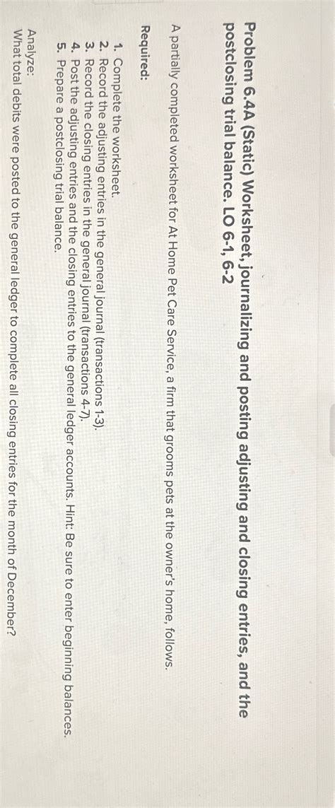 solved problem 6 4a static ﻿worksheet journalizing and