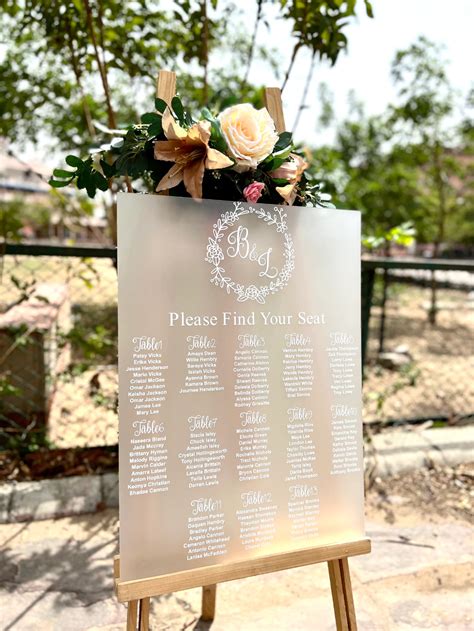 Frosted Acrylic Seating Chart Wedding Seating Chart Wedding Seating