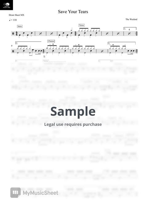 The Weeknd Save Your Tears Sheet Music By Drum Sheet Mx