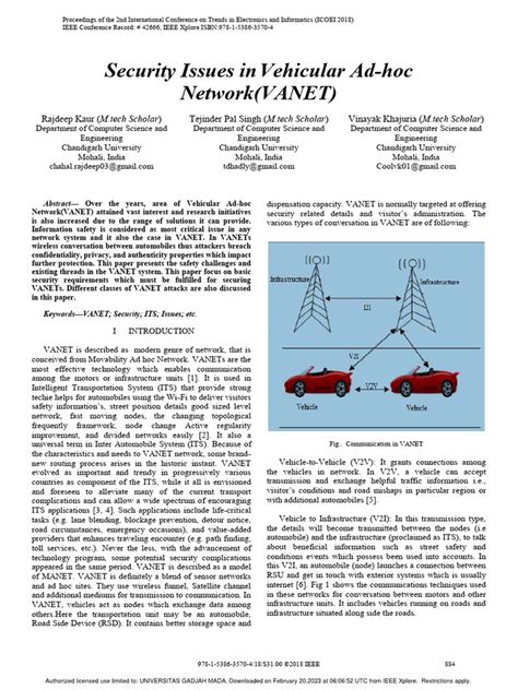 Security Issues In Vehicular Ad Hoc Networkvanet Pdf Computer