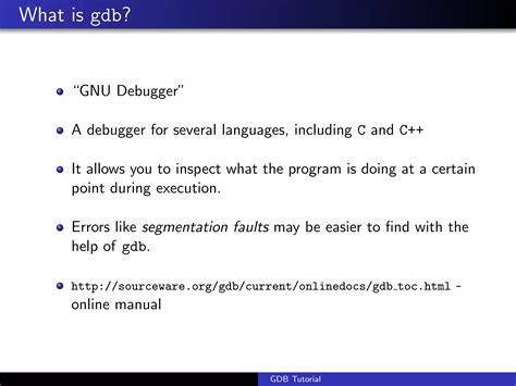 Gdb Tutorial Handout Pdf