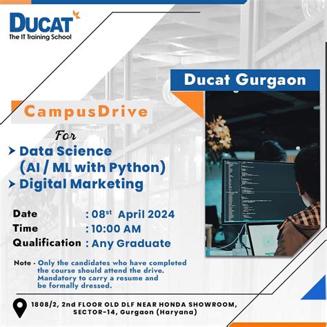 Ducat Campus Placement Drive For Data Science Ducat India Posted On