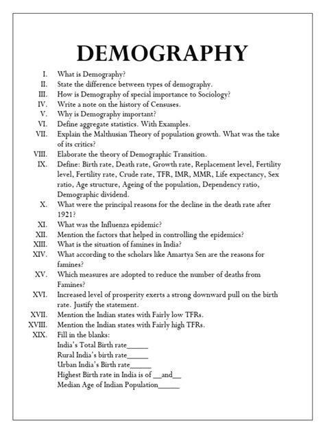 Demography Pdf Total Fertility Rate Demography