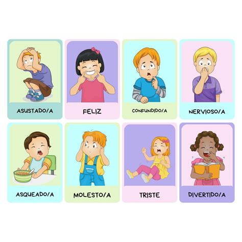 Flashcards Emociones Dibujos Imagenes De Emociones Juego De Emociones