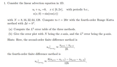Solved 1 Consider The Linear Advection Equation In 1d