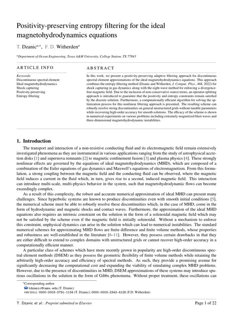 Pdf Positivity Preserving Entropy Filtering For The Ideal