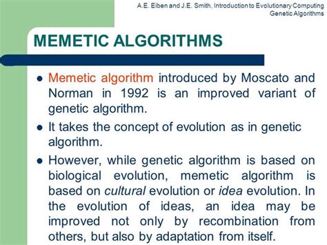 Memetic Algorithm Memetics Know Your Meme