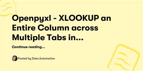 Openpyxl Xlookup An Entire Column Across Multiple Tabs In Excel With Python — Data Automation