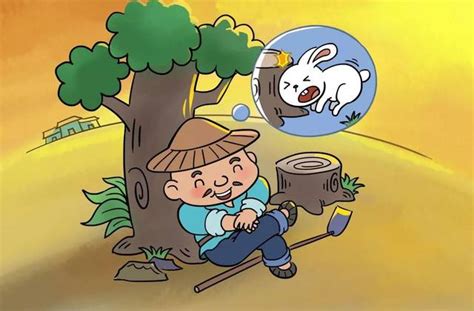 寓言故事守株待兔 简笔画 配图 大山谷图库