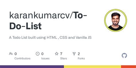 Github Thekarandeveloperto Do List A Todo List Built Using Html Css And Vanilla Js