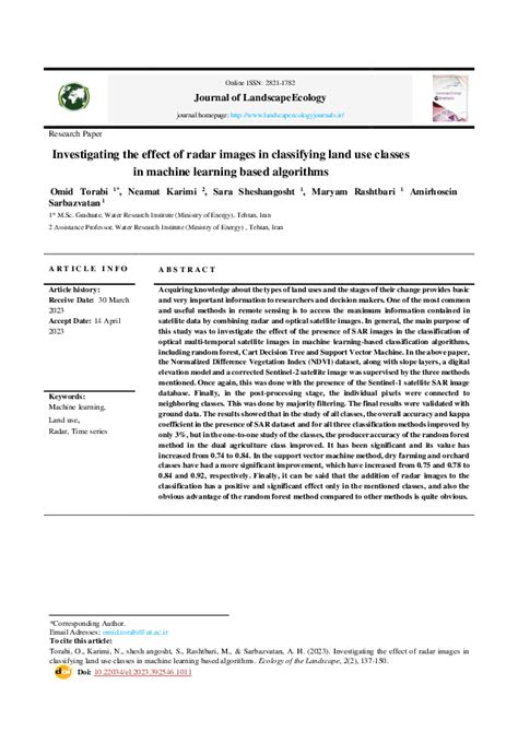 pdf investigating the effect of radar images in classifying land use