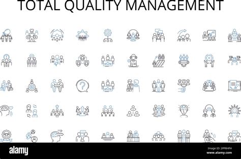 Total Quality Management Line Icons Collection Evaluation Ranking