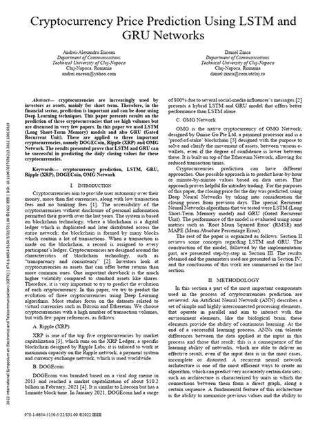 Cryptocurrency Price Prediction Using Lstm And Gru Networks Pdf Artificial Neural Network