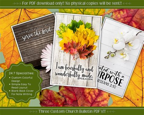 Fall Church Bulletin Cover Rustic Bible Verse Designs Pdf Etsy
