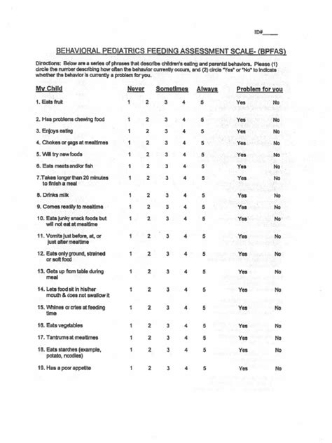Behavioral Pediatrics Feeding Assessment Scale Pdf