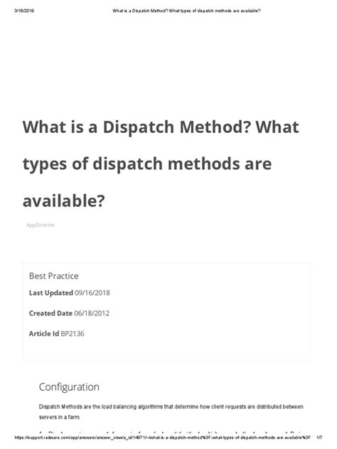 What Is A Dispatch Method What Types Of Dispatch Methods Are Available Pdf Server