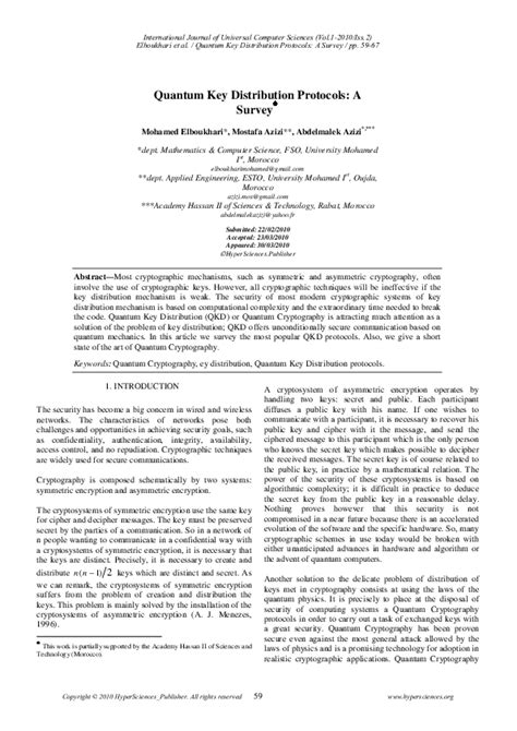 Pdf Quantum Key Distribution Protocols A Survey