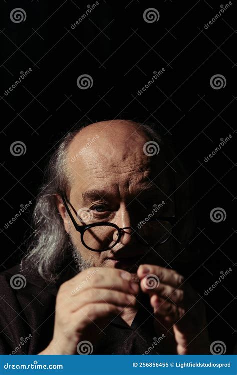 Pensive Medieval Philosopher In Eyeglasses Looking Stock Image Image Of Elderly Night 256856455
