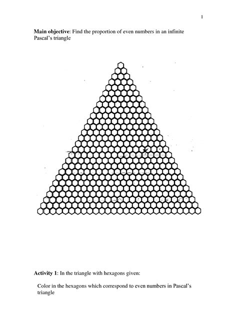 Pascals Triangle Worksheet Printable And Enjoyable Learning