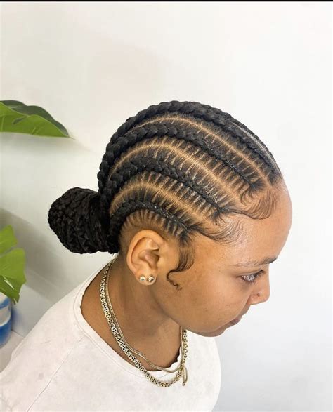 Cornrows Into Bun Black Women Large Scalp Braids Straight Back