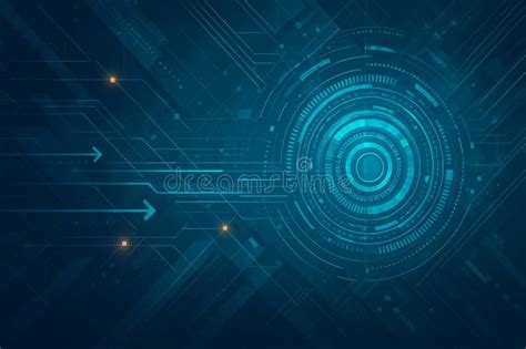 Abstract Blue Digital Circuit Design With Glowing Lines And Nodes In A Modern Technology